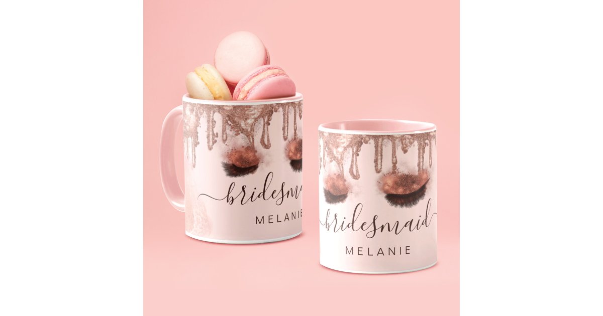 Pink Gold Glitter Drip Glam Beauty Customized Name Mug | Zazzle