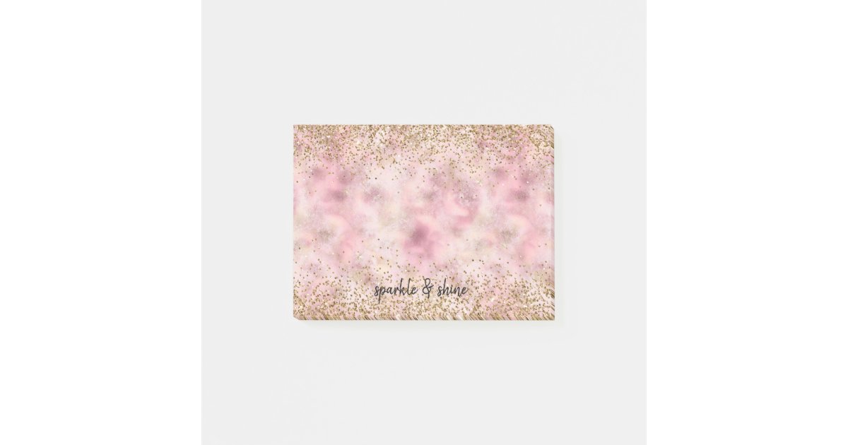 Pink gold glitter post-it notes | Zazzle