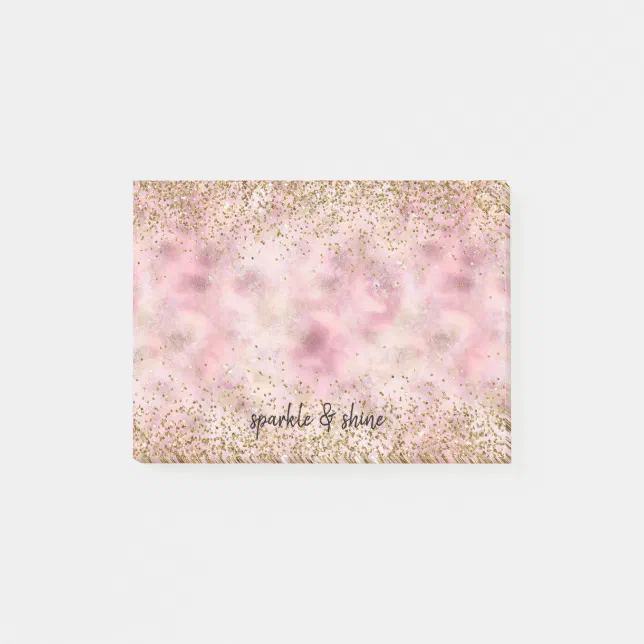 Pink gold glitter post-it notes | Zazzle