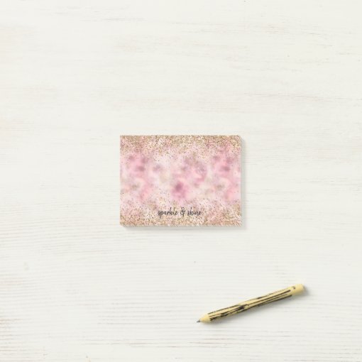 Pink gold glitter post-it notes | Zazzle
