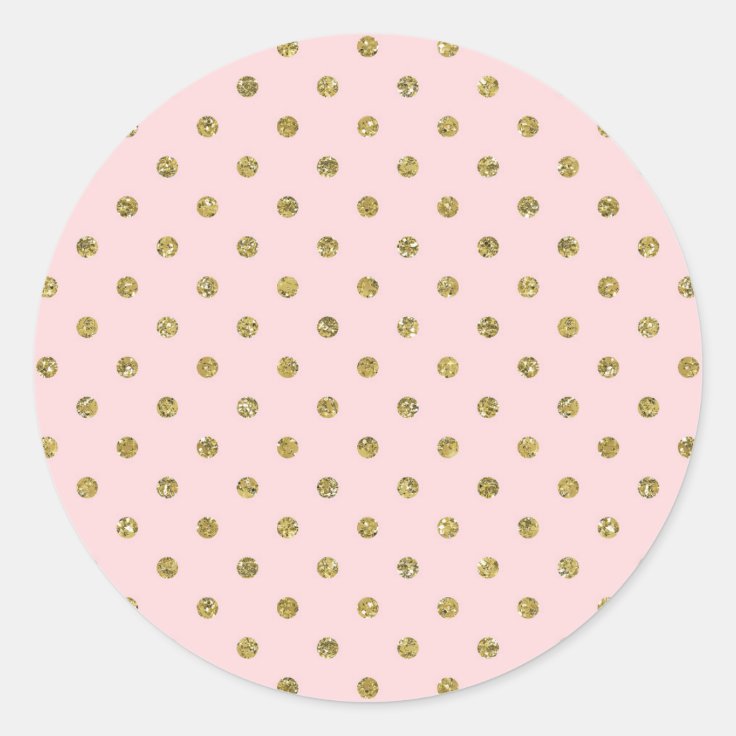 Pink & Gold Glitter Sparkle Polka Dots Chic Party Classic Round Sticker ...