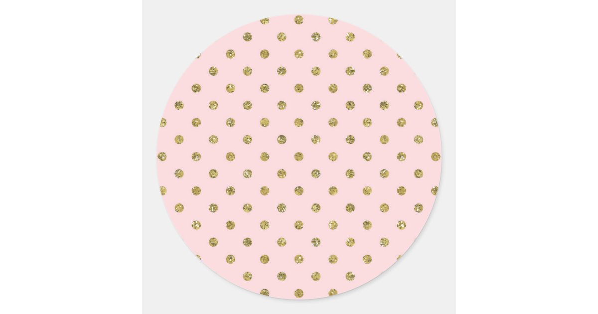 Pink & Gold Glitter Sparkle Polka Dots Chic Party Classic Round Sticker ...