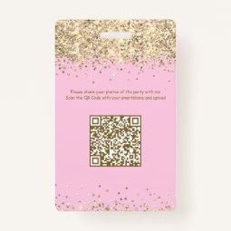 Pink & Gold Glitter | VIP Birthday Invitation Badge | Zazzle