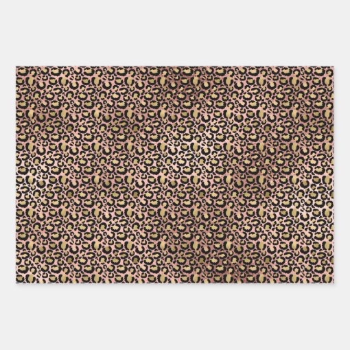 Pink Gold Leopard Print Sparkle Wrapping Paper Sheets | Zazzle