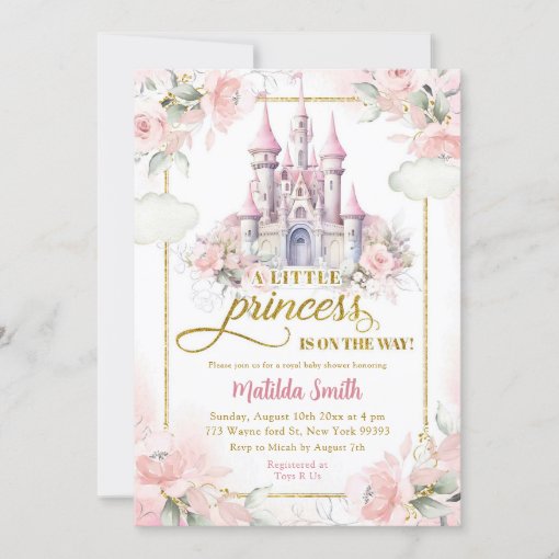 Pink Gold Little Princess Royal Castle Baby Shower Invitation | Zazzle