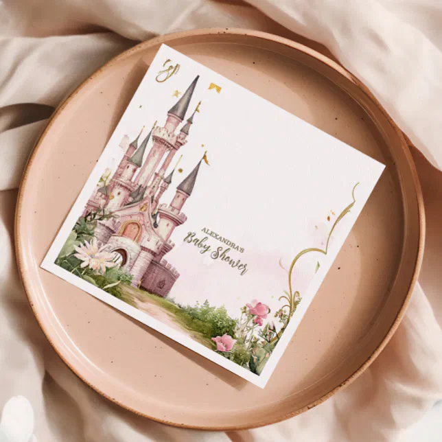 Pink Gold Little Princess Royal Castle Baby Shower Napkins | Zazzle
