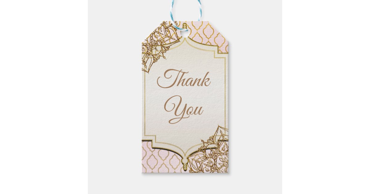 Pink & Gold Moroccan Arabian Nights Wedding Favor Gift Tags | Zazzle