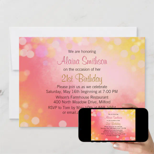 Pink Gold Older Teen Girls Birthday Invitation | Zazzle