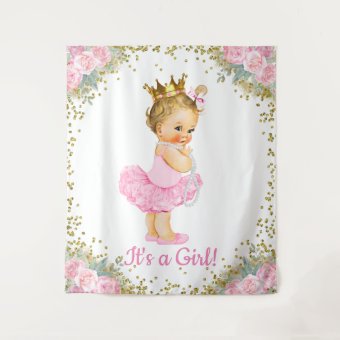 Pink Gold Princess Baby Shower Backdrop | Zazzle