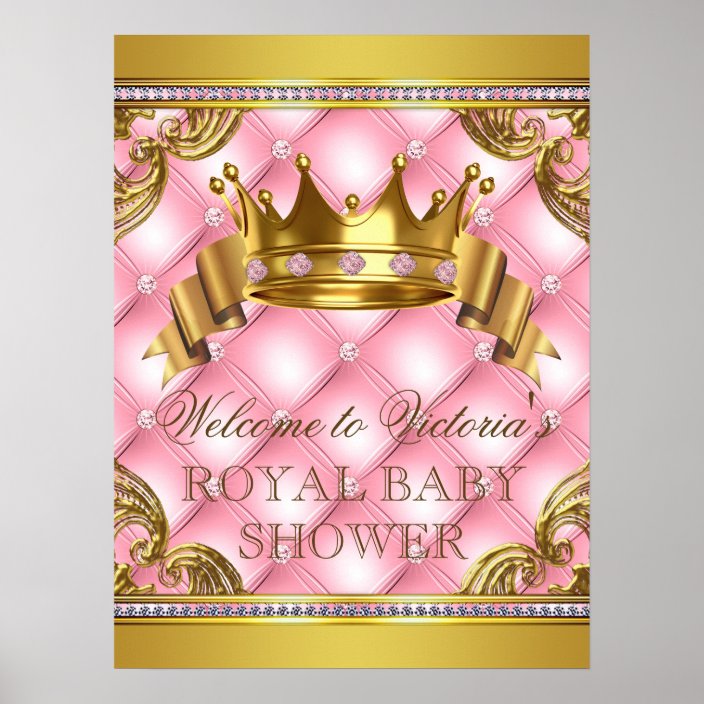 Pink Gold Princess Baby Shower Signs | Zazzle.com