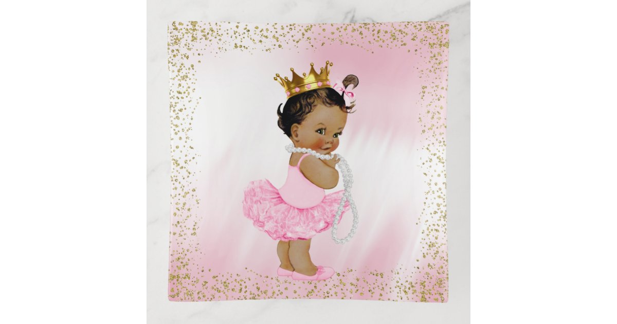Pink Gold Princess Baby Trinket Tray | Zazzle