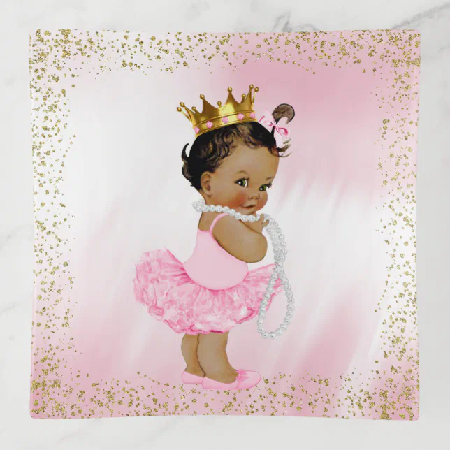 Pink Gold Princess Baby Trinket Tray | Zazzle