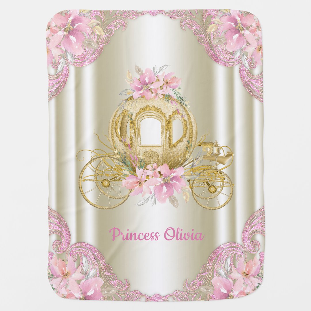 Pink Gold Princess Carriage Baby Blanket | Zazzle
