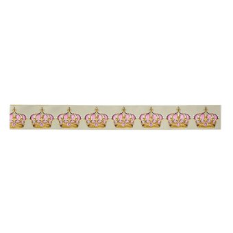 Pink Gold Princess Crown Satin Ribbon | Zazzle