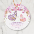 Pink gold purple floral Butterfly baby shower Favor Tags | Zazzle