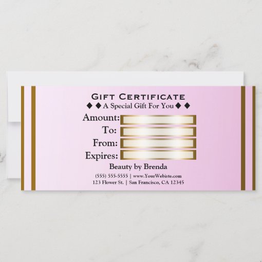 Pink Gold Shiny Glam Monogram Gift Certificate | Zazzle