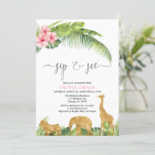 Pink gold sip and see safari jungle meet greet invitation | Zazzle