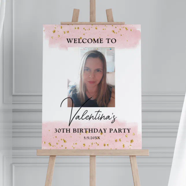 Pink Gold Sparkle 30th Birthday Welcome Foam Board | Zazzle