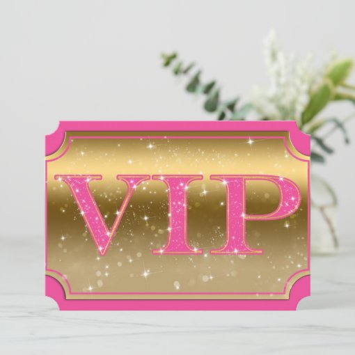 Pink & Gold Sparkle Glam VIP Party Event Ticket Invitation | Zazzle