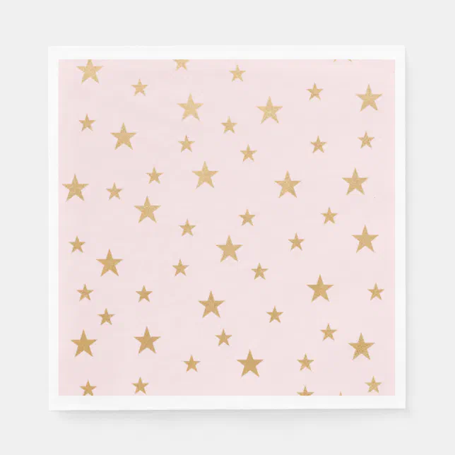 Pink Gold Stars baby shower decor Napkins | Zazzle