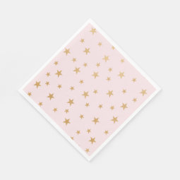 Pink Gold Stars baby shower decor Napkins | Zazzle