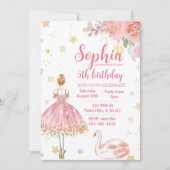 Pink gold swan ballerina birthday invitation | Zazzle