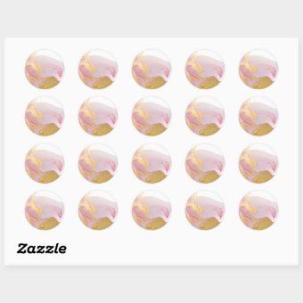 Pink Gold Watercolor Classic Round Sticker | Zazzle