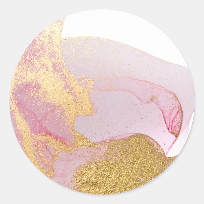 Pink Gold Watercolor Classic Round Sticker | Zazzle.com