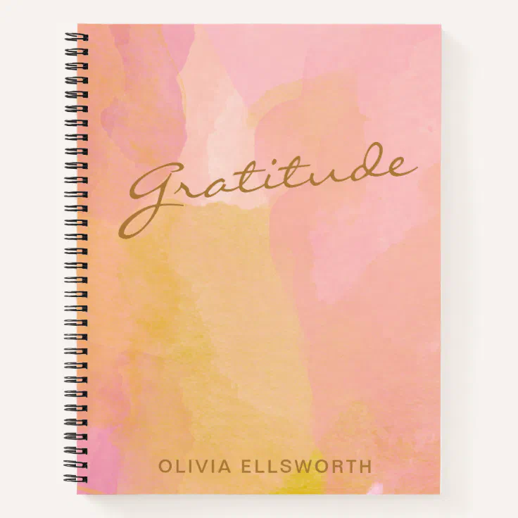 Pink Gold Watercolor Customized Gratitude Journal | Zazzle