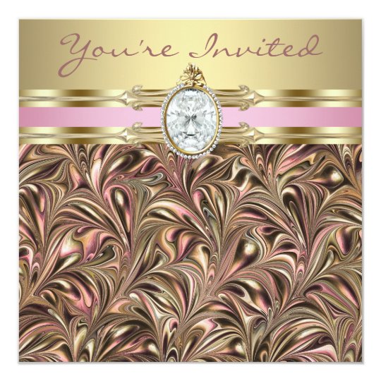 Pink Gold Womans Birthday Party Invitations | Zazzle.com