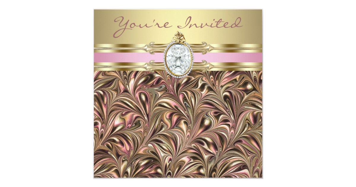 Pink Gold Womans Birthday Party Invitations | Zazzle.com
