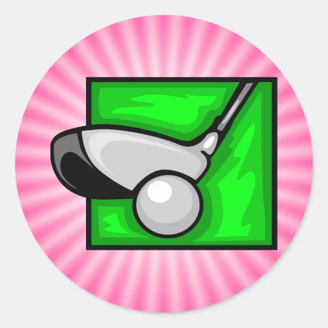 Pink Golf Classic Round Sticker | Zazzle