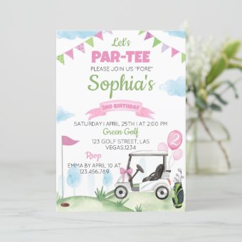 Pink Golf Girl Birthday Party Invitation Any Age | Zazzle