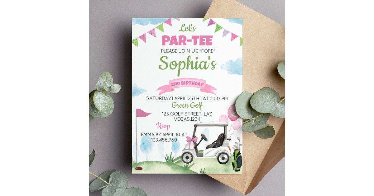 Pink Golf Girl Birthday Party Invitation Any Age | Zazzle