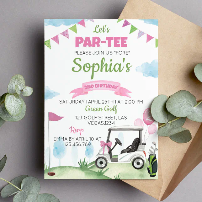Pink Golf Girl Birthday Party Invitation Any Age | Zazzle