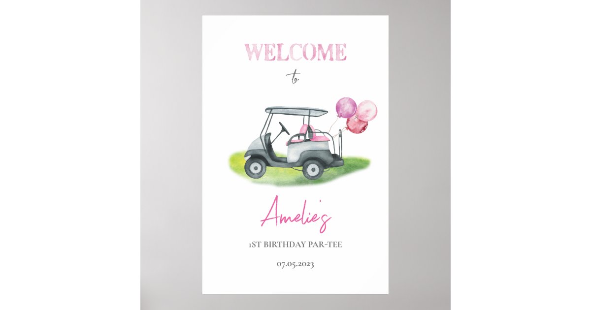 Pink Golf Theme Welcome Poster | Zazzle