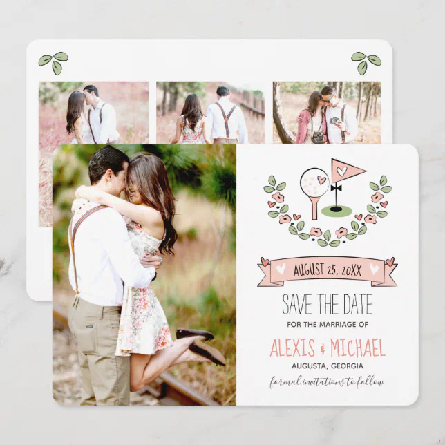 Pink Golf Themed Save the Date | Zazzle