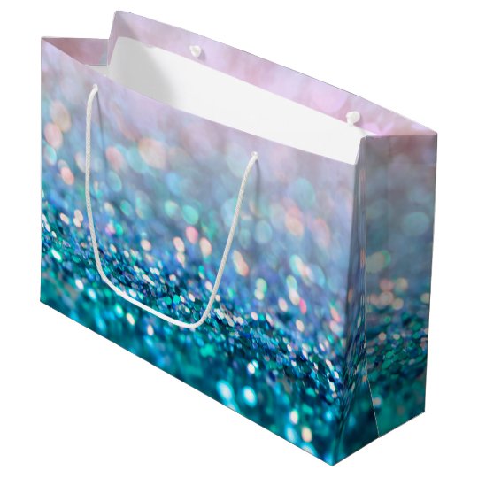 Pink Gradient Blue Teal Sparkle Trendy Glitter Large Gift Bag | Zazzle.com