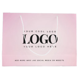 Pink Gradient Custom Add Company Business Logo Large Gift Bag | Zazzle