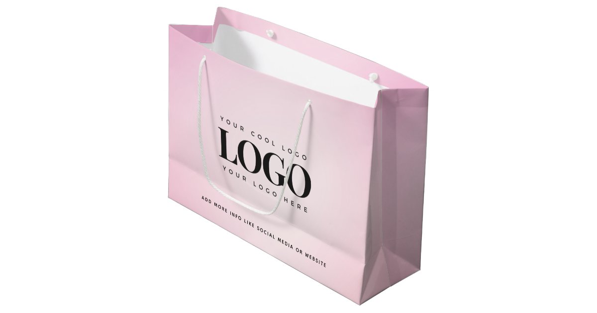 Pink Gradient Custom Add Company Business Logo Large Gift Bag | Zazzle