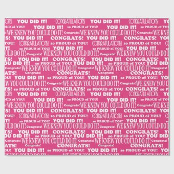 Pink Graduation Congratulations School Wrapping Paper | Zazzle