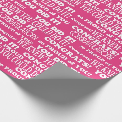 Pink Graduation Congratulations School Wrapping Paper | Zazzle