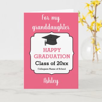 Pink Graduation Graddaughter Card | Zazzle