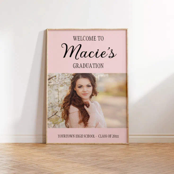 Pink Graduation Party Photo Poster | Zazzle