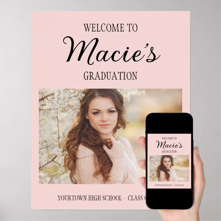 Pink Graduation Party Photo Welcome Poster | Zazzle