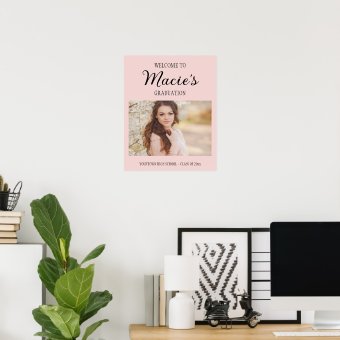 Pink Graduation Party Photo Welcome Poster | Zazzle
