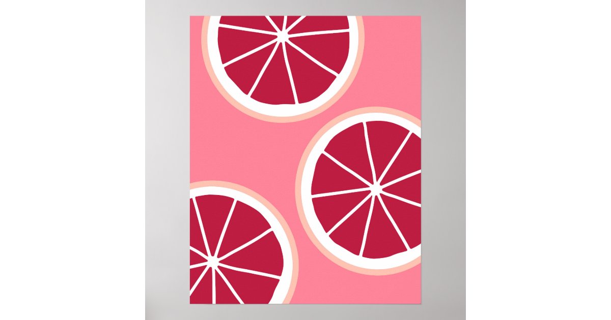 Pink Grapefruit Slice Poster | Zazzle