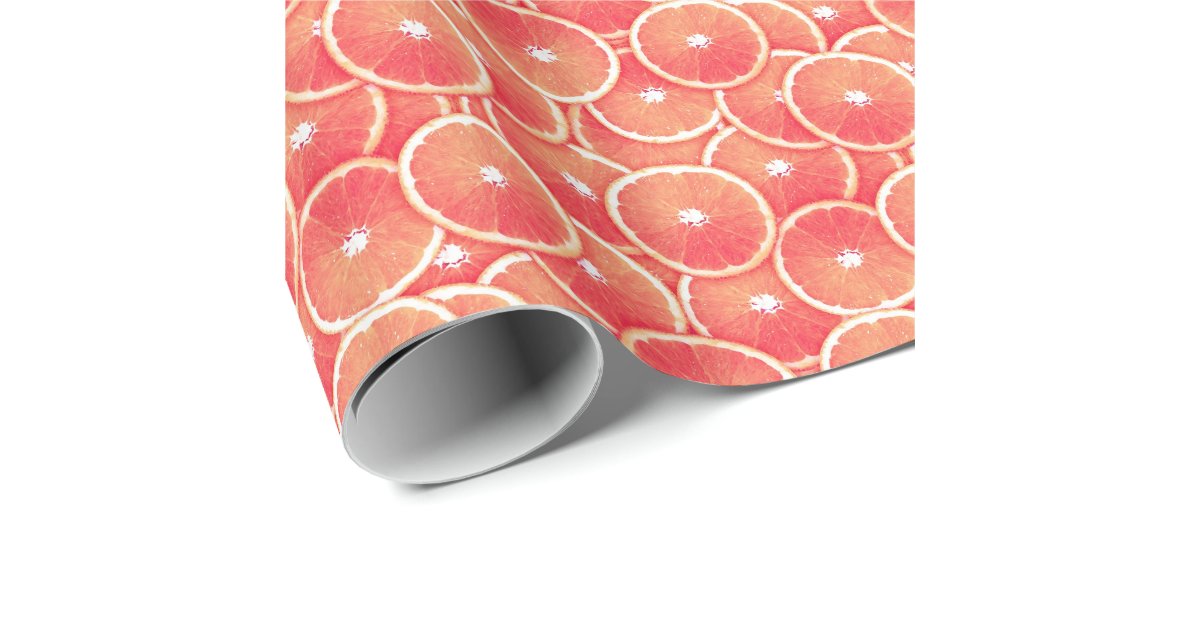 Pink grapefruit slices wrapping paper | Zazzle