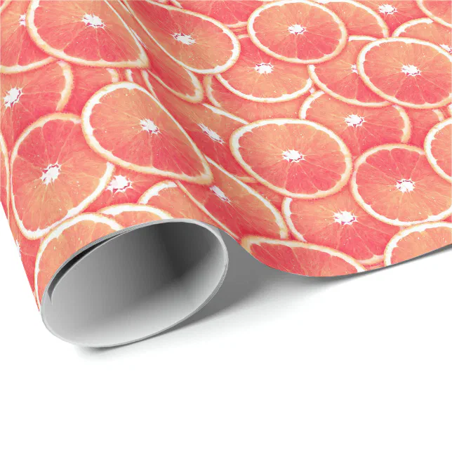 Pink grapefruit slices wrapping paper | Zazzle