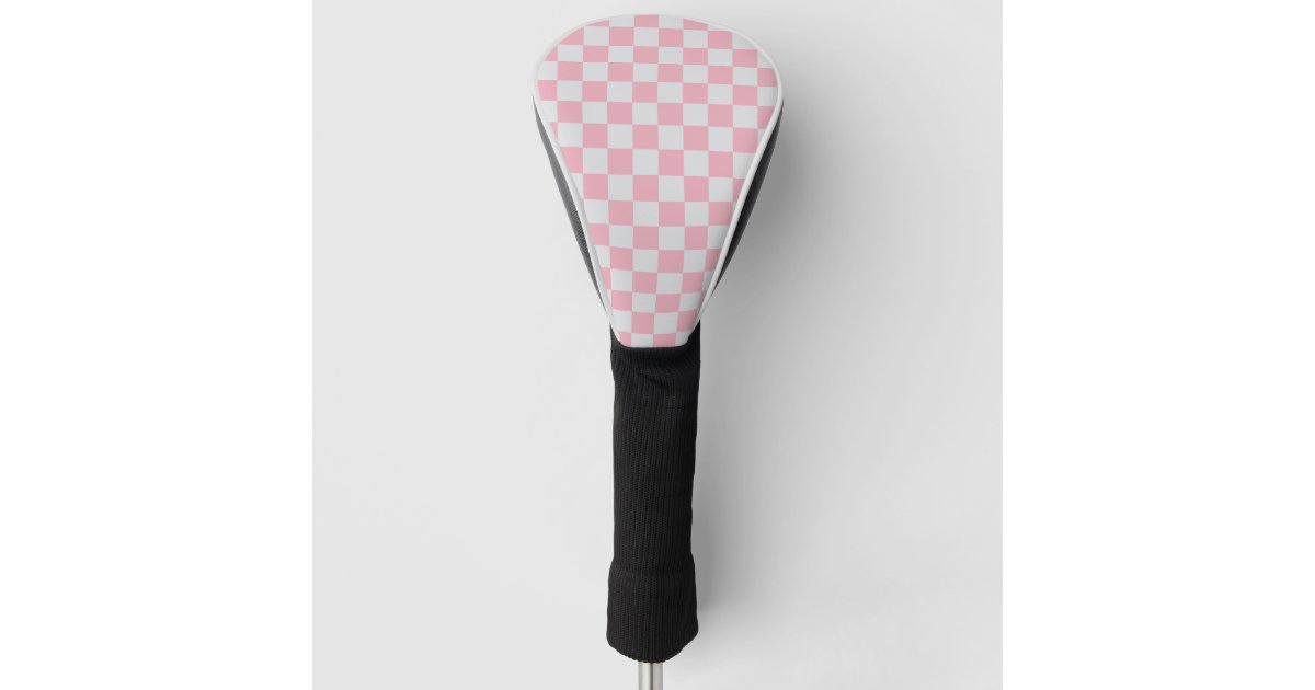 Pink + Gray Check Checkered Checkerboard Pattern Golf Head Cover | Zazzle